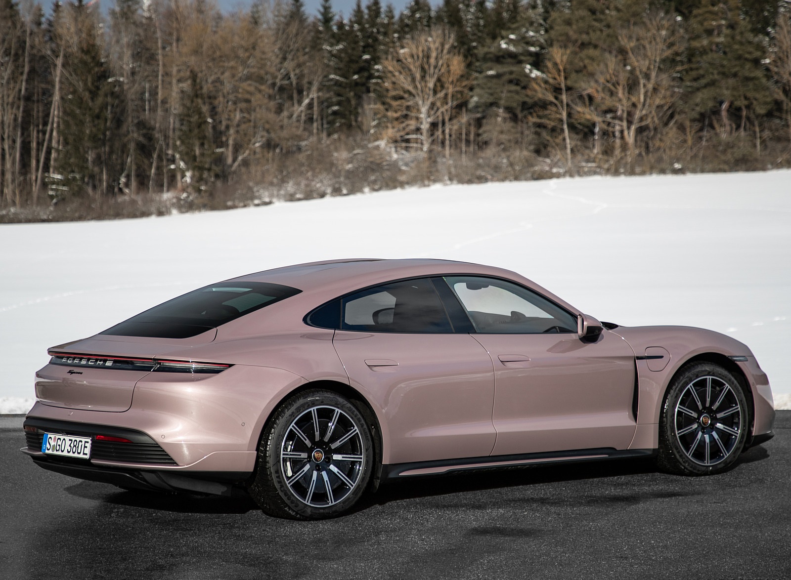 2021 Porsche Taycan (Color: Frozen Berry Metallic) Rear Three-Quarter ...